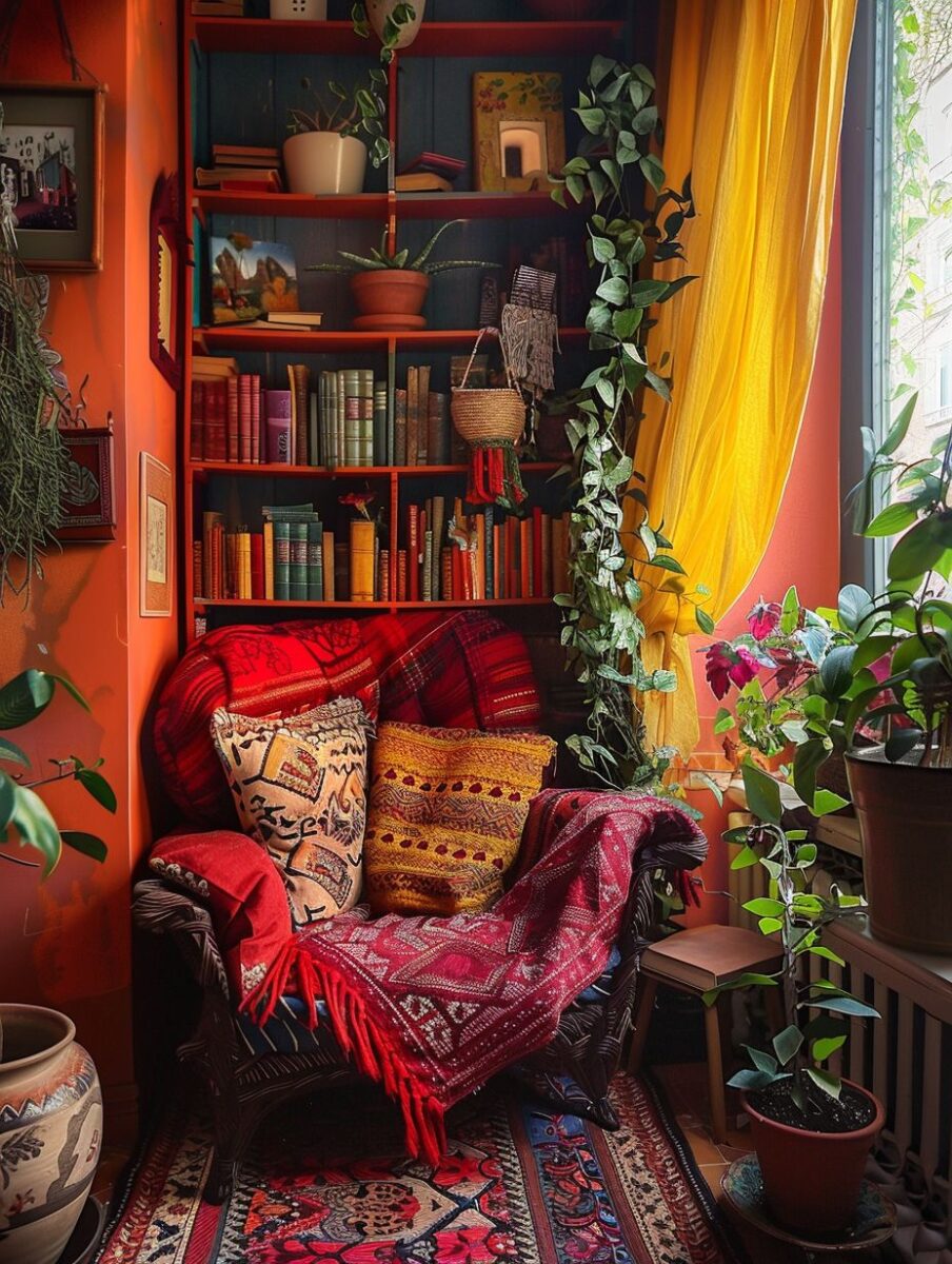 30 Stunning Boho Reading Nook Ideas for Book Lovers - H.M.G
