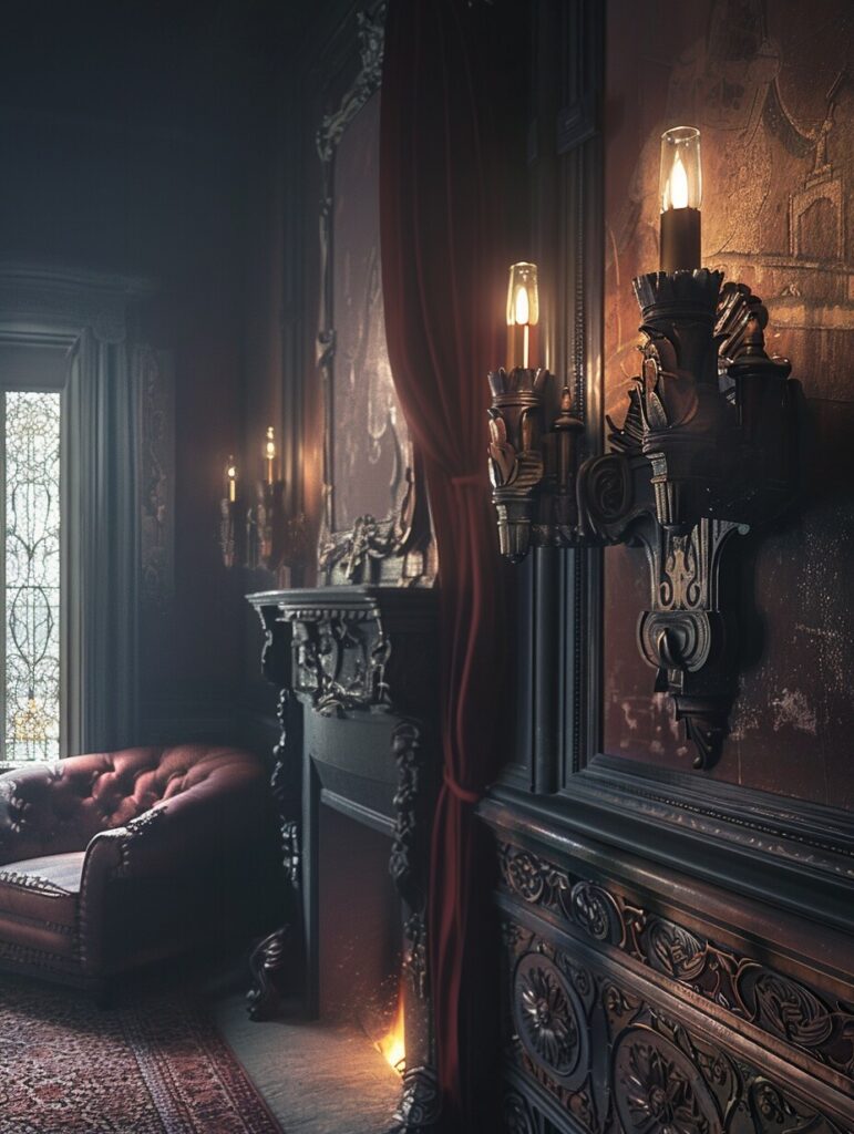 21 Spellbinding Moody Gothic Mantel Decoration Ideas (Halloween) - H.M.G