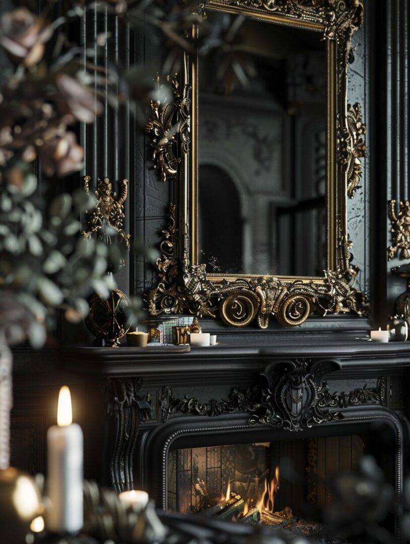 21 Spellbinding Moody Gothic Mantel Decoration Ideas - H.M.G