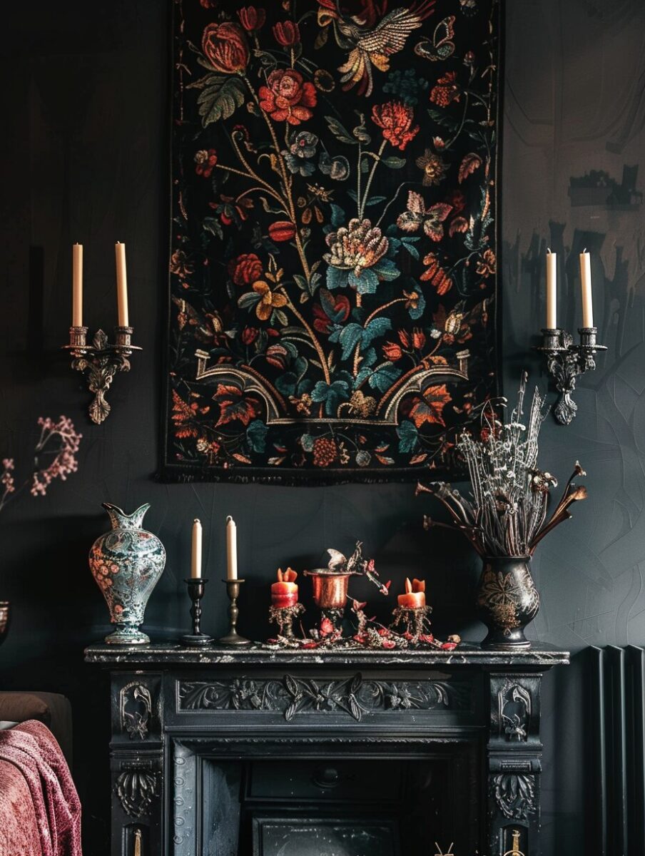 21 Spellbinding Moody Gothic Mantel Decoration Ideas - H.M.G