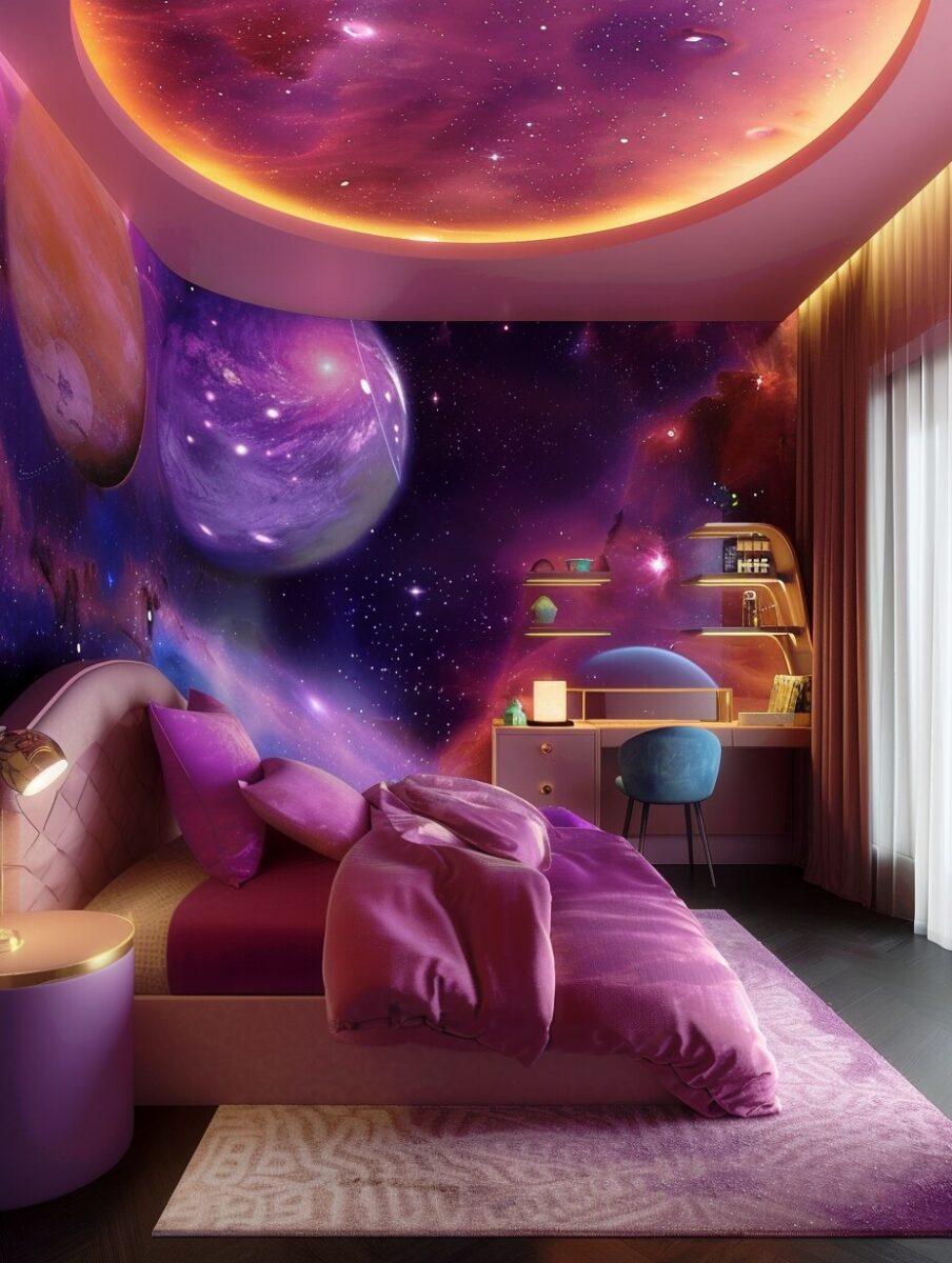 24 Whimsical Ways to Create a Space-Themed Bedroom Haven for Girls - H.M.G