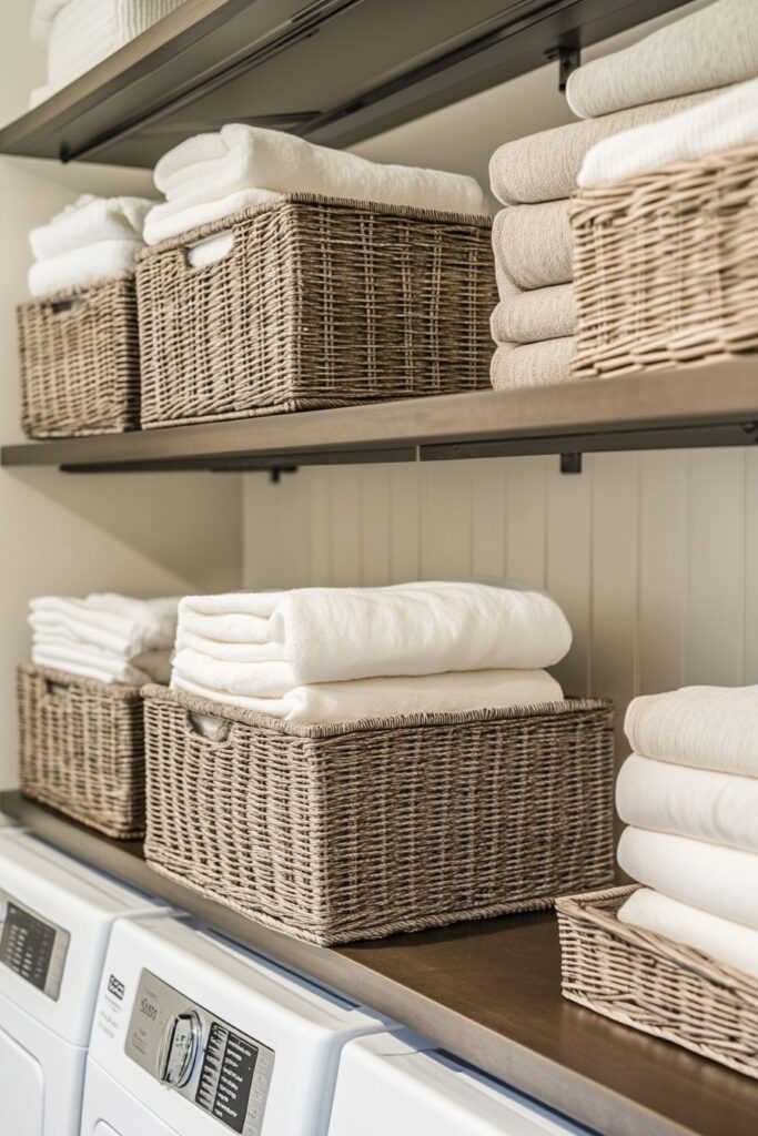23 Modern Shelving Ideas for a Smart & Stylish Laundry Room - H.M.G