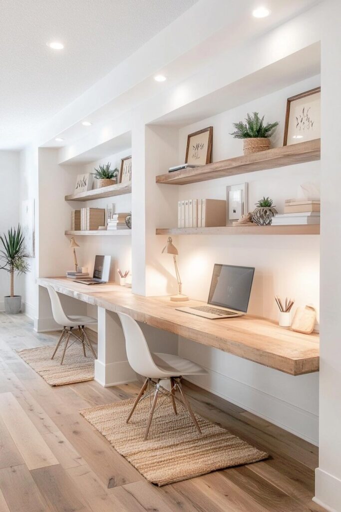 Space-Saving Double Desk Layout Ideas for Small Home Offices - H.M.G