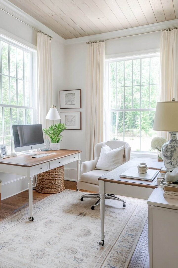 20 Double Desk Layout Ideas for Small Home Offices - H.M.G