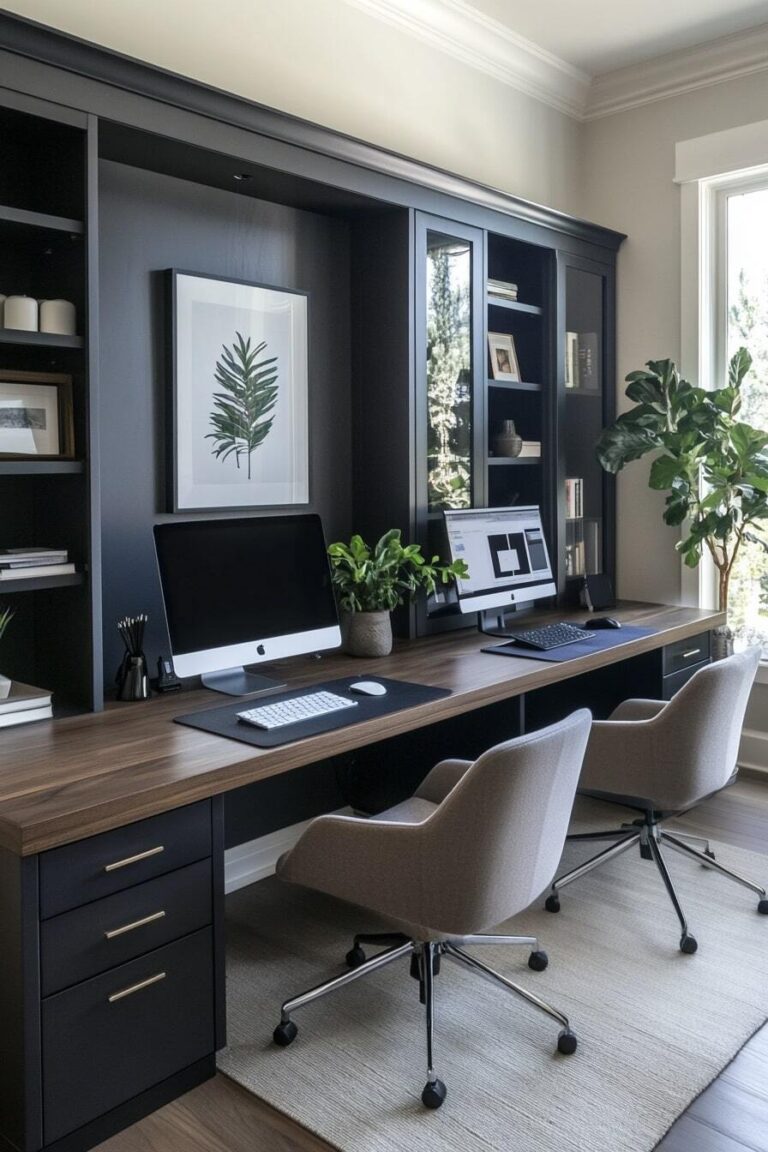20 Double Desk Layout Ideas for Small Home Offices - H.M.G