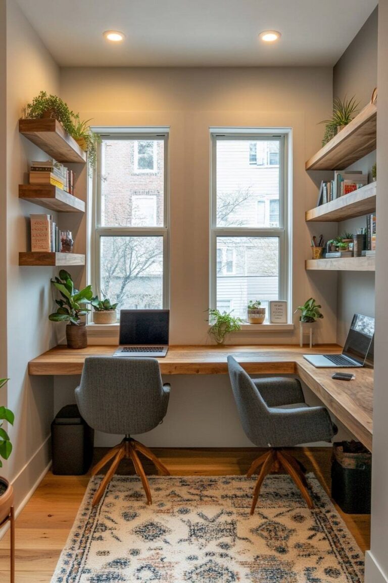 20 Double Desk Layout Ideas for Small Home Offices - H.M.G