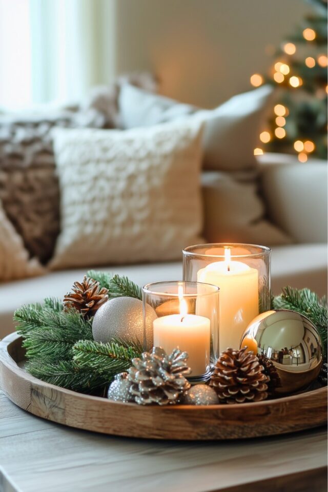 20 Simple Christmas Coffee Table Tray Decor Ideas - H.M.G