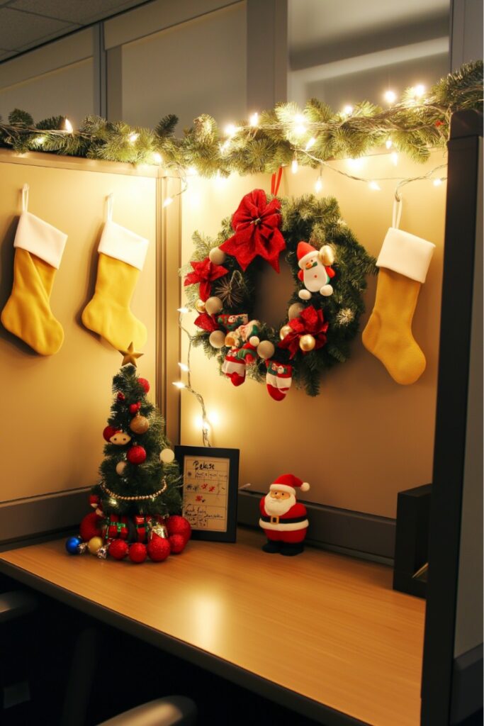 15+ Christmas Cubicle Decor Ideas To Outshine Your Office - H.M.G