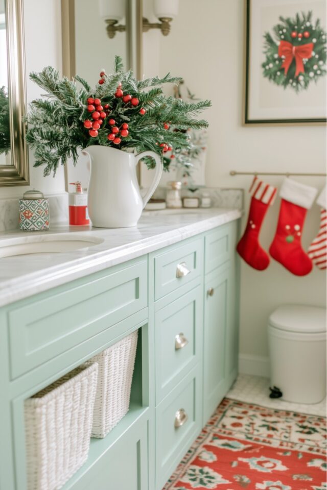 22 Easy Christmas Bathroom Decor Ideas to Festive Up Your Space! - H.M.G