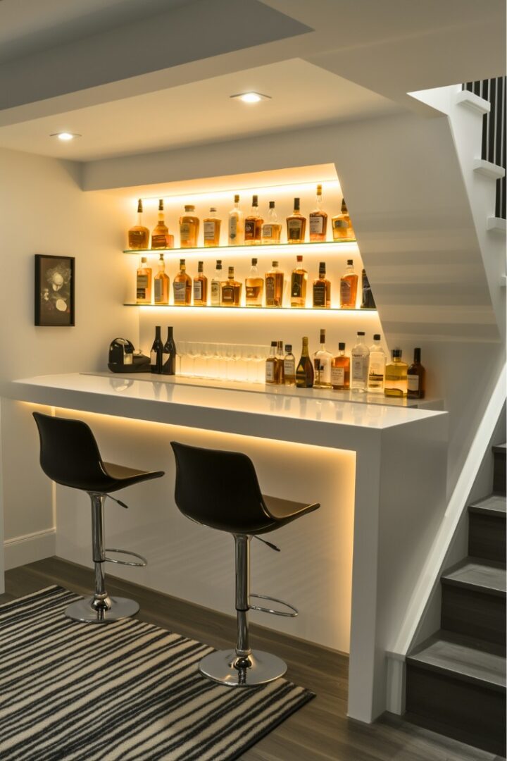 16 Under-Stairs Mini Bar & Coffee Station Ideas - H.M.G