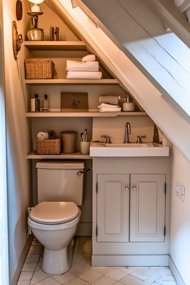 14 Small Bathroom Under Stairs Ideas to Make the Most of That Cozy ...