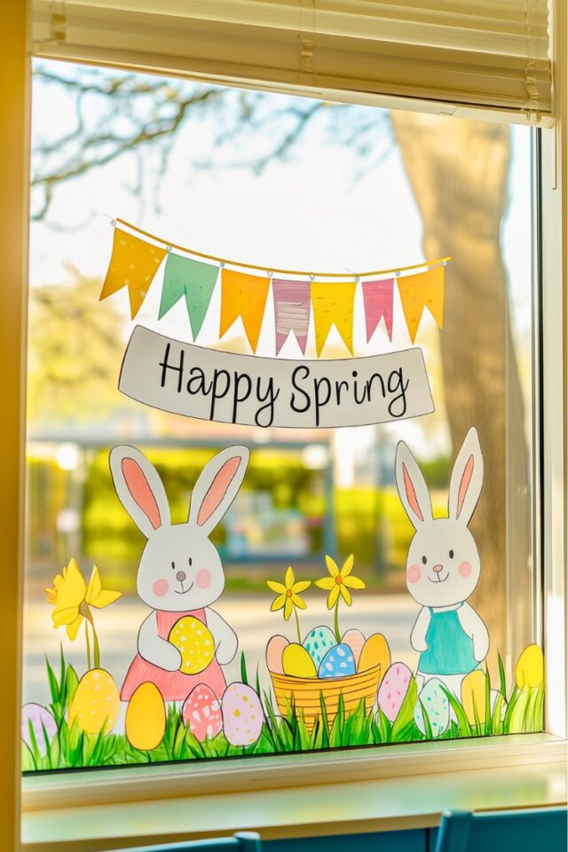 20 Adorable Spring Window Display Ideas for Schools [Easter Updated ...