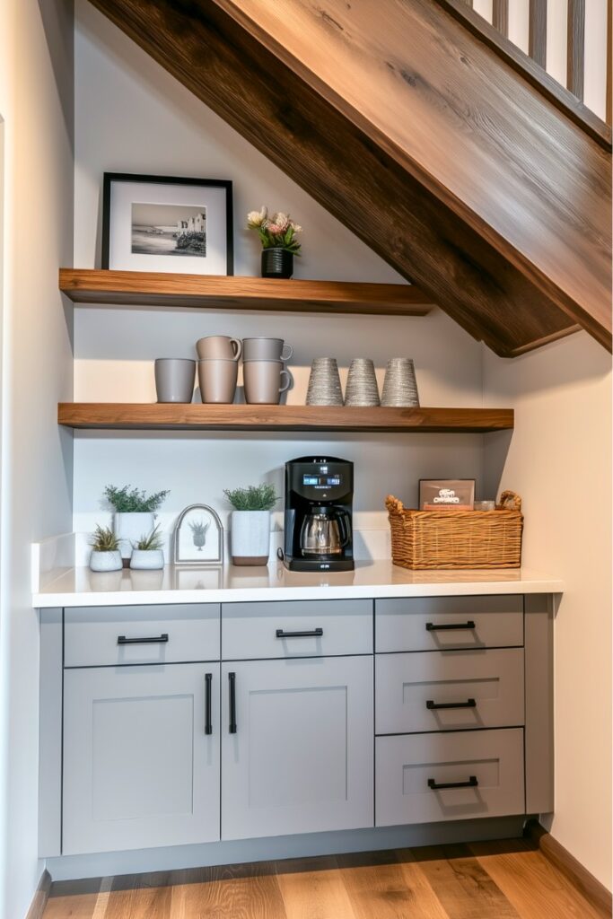 16 Under-Stairs Mini Bar & Coffee Station Ideas - H.M.G