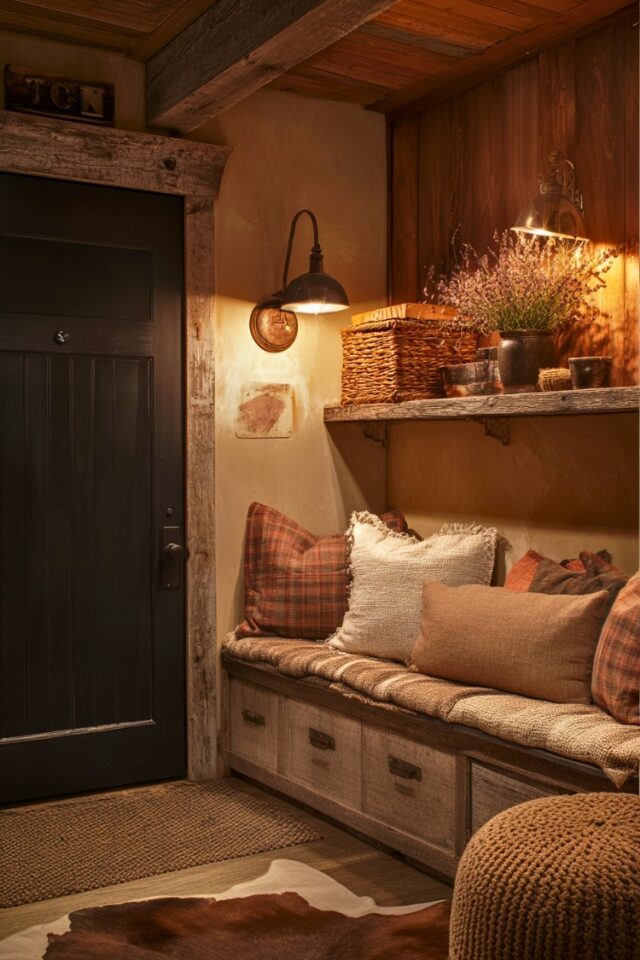 20 Charming Farmhouse Entryway Bench Decor Ideas - H.M.G