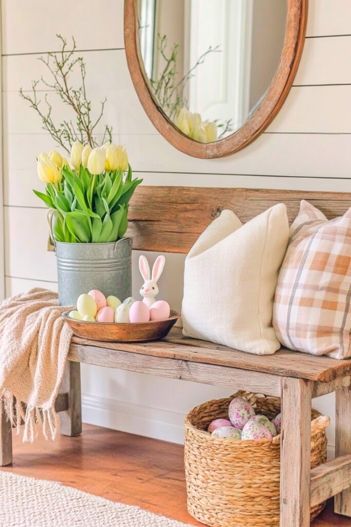 How to Nail That Cozy Farmhouse Look with a Simple Entryway Bench Setup ...
