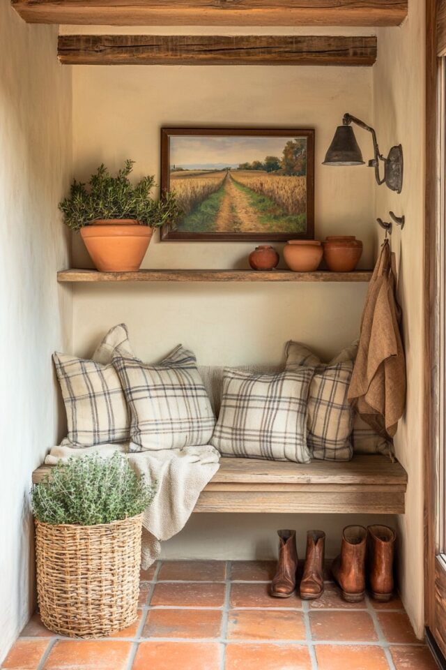 How to Nail That Cozy Farmhouse Look with a Simple Entryway Bench Setup ...